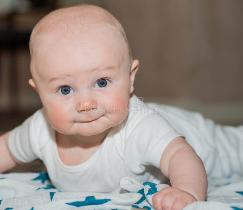 Beautiful Baby Boy in White Stock Photo - Image of born, closeup: 53800984