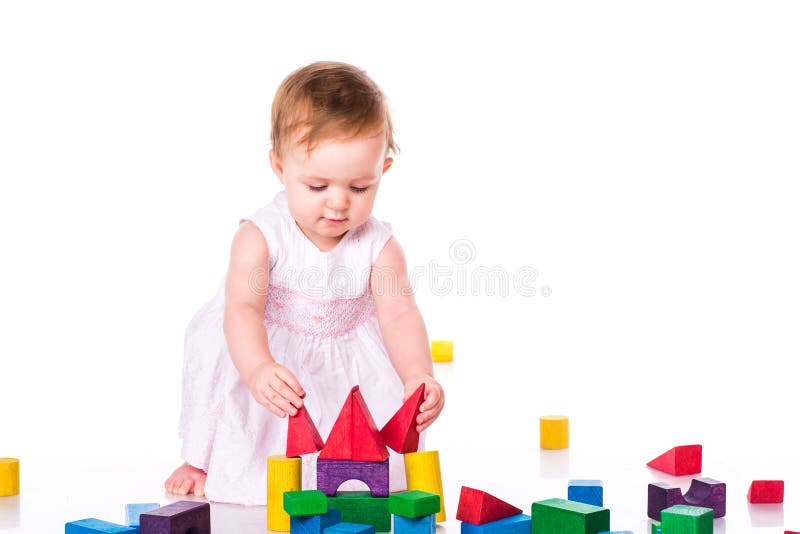Beautiful Baby Building with Cubes Stock Image - Image of blocks ...