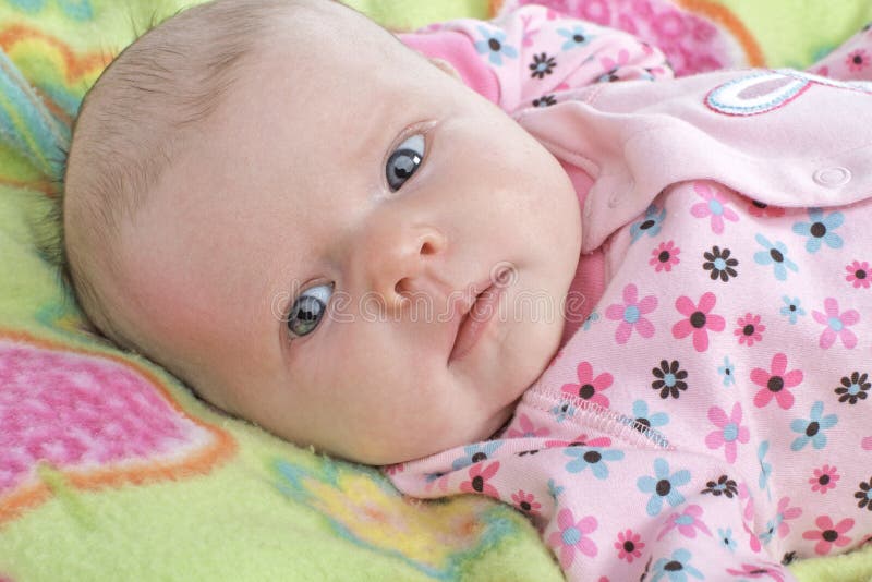 Beautiful Baby Girl with Spring Colors Stock Image - Image of looking ...