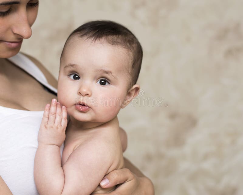 Beautiful Baby and His Mother Stock Image - Image of daughter, child ...