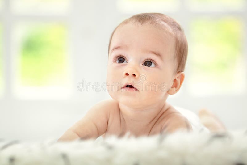 Beautiful baby looking up stock image. Image of expression - 40740785