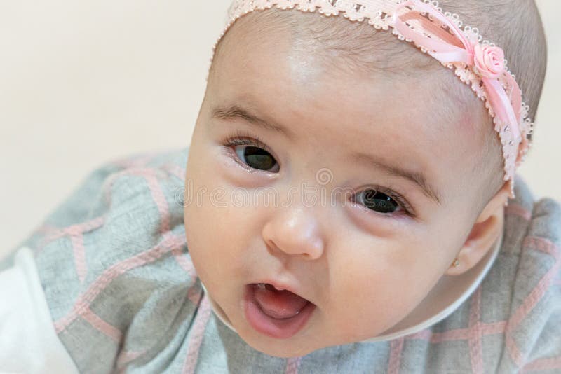 Beautiful Baby with Pink Headband Stock Image - Image of life ...