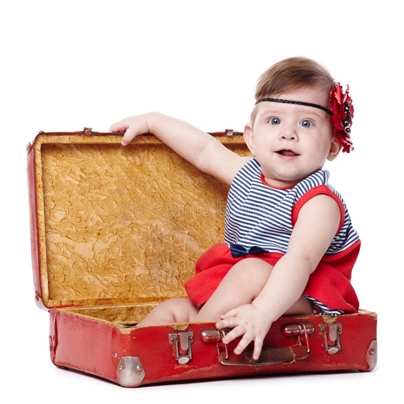 Beautiful Baby with Suitcase Stock Photo - Image of smile, adorable ...