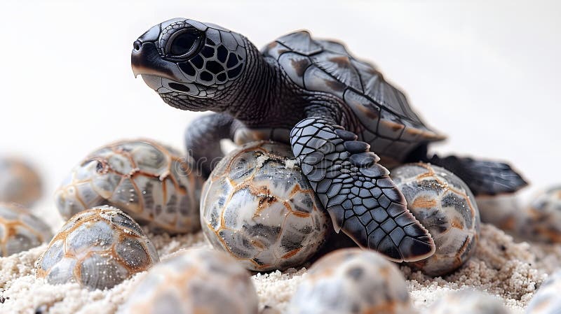 Baby Turtle Hatching from Eggs on Isolated Background Generative AI ...