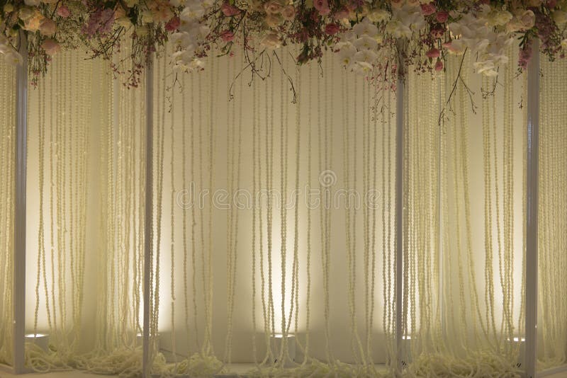 Backdrop Flowers Ready for Wedding Ceremony. Stock Image - Image of ...