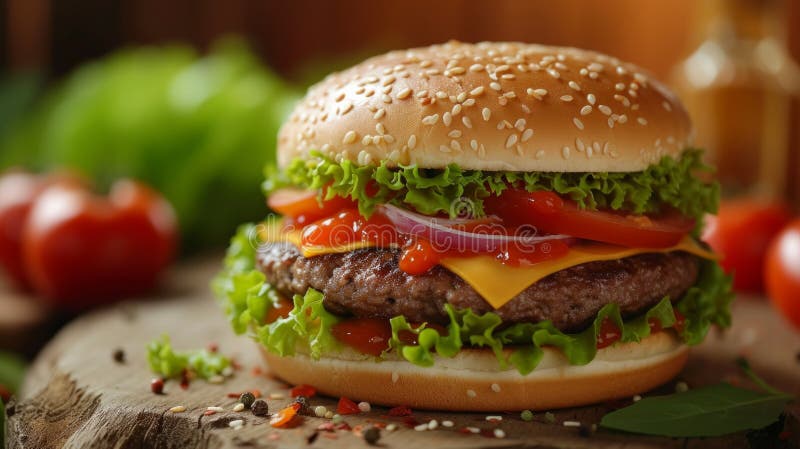 Beautiful Background for Beef Burger Advertising Stock Image - Image of ...