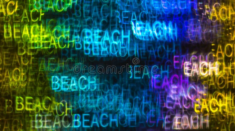 Beautiful Background with Different Colored Word Beach, Abstract Stock ...