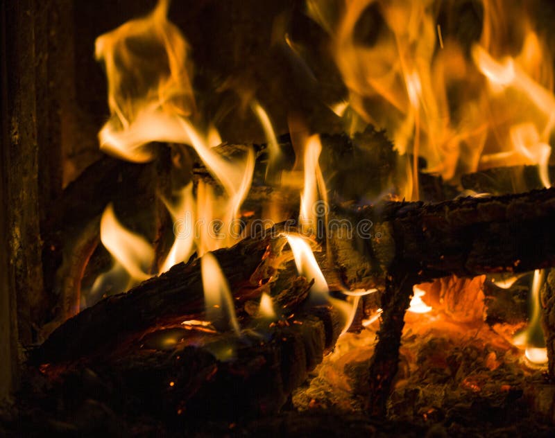 Fire Burning Bright Flame on a Black Background Closeup Stock Image ...