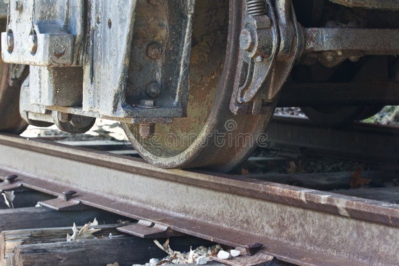 Beautiful Background with Old Rusty Wheels of a Train and the Railway ...