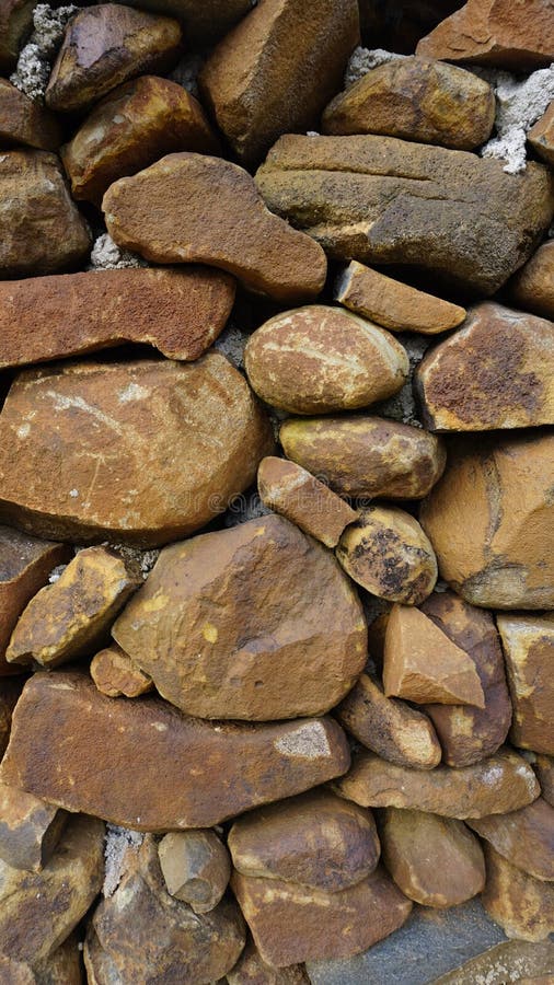 Beautiful Background Pattern Image of a Wall Made of Round Stone Red ...