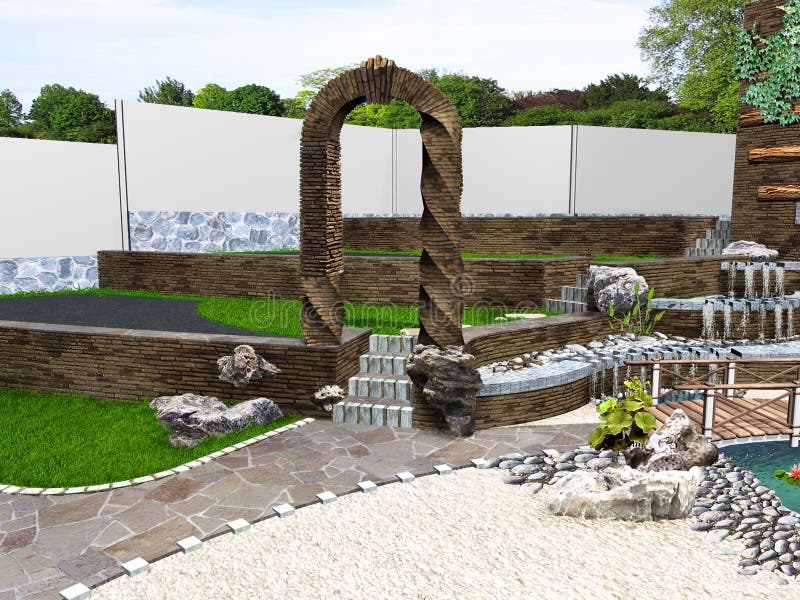 Beautiful Backyard Makeovers, 3d Illustration Stock Illustration ...