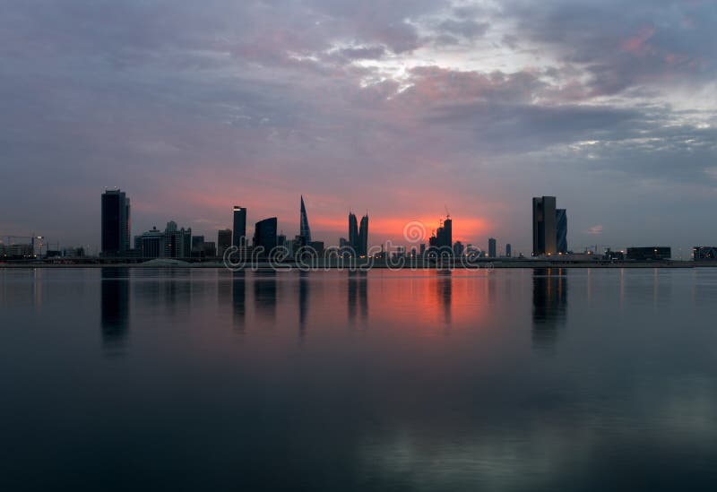 Beautiful Bahrain Skyline during Sunset Stock Image - Image of offices ...