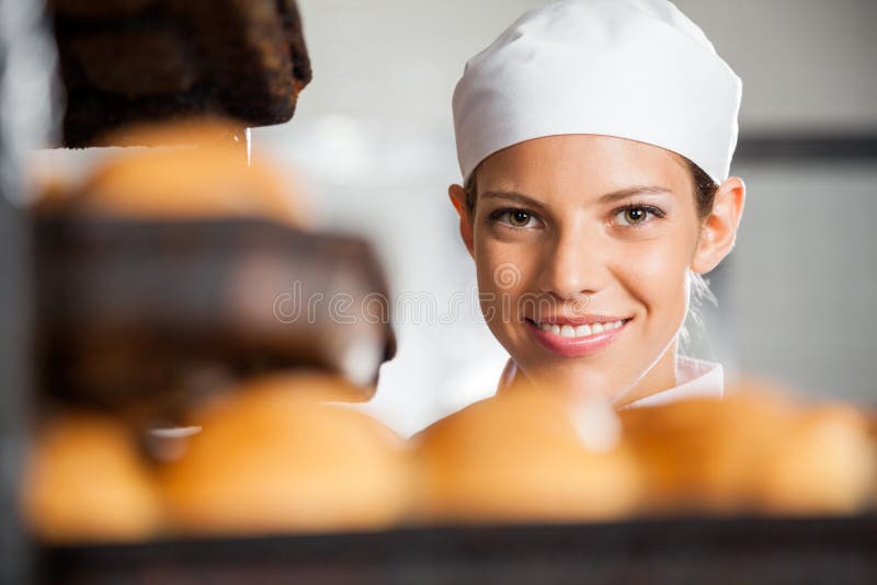 Beautiful Baker Smiling in Bakery Stock Image - Image of bread ...
