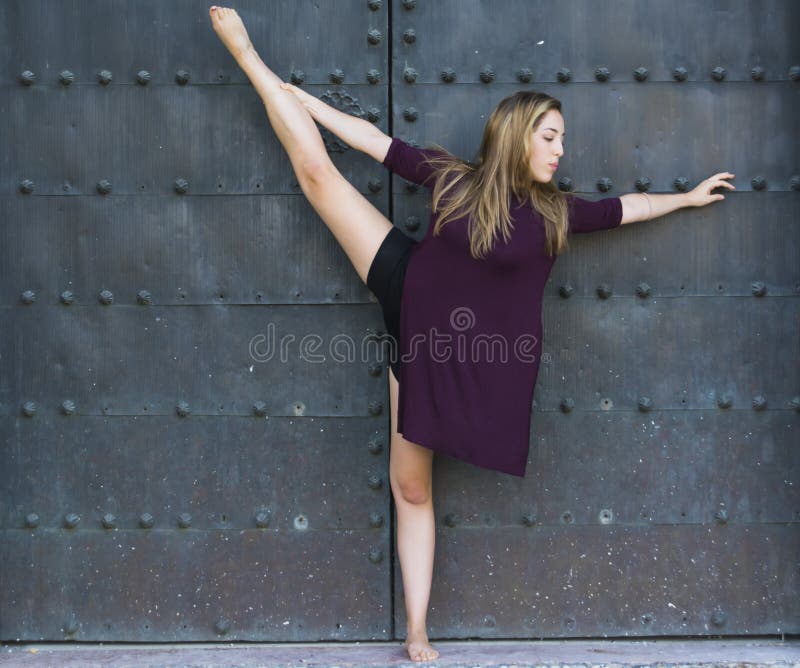 Beautiful Ballerina Doing Exercises for Dancing Outdoors Stock Photo ...