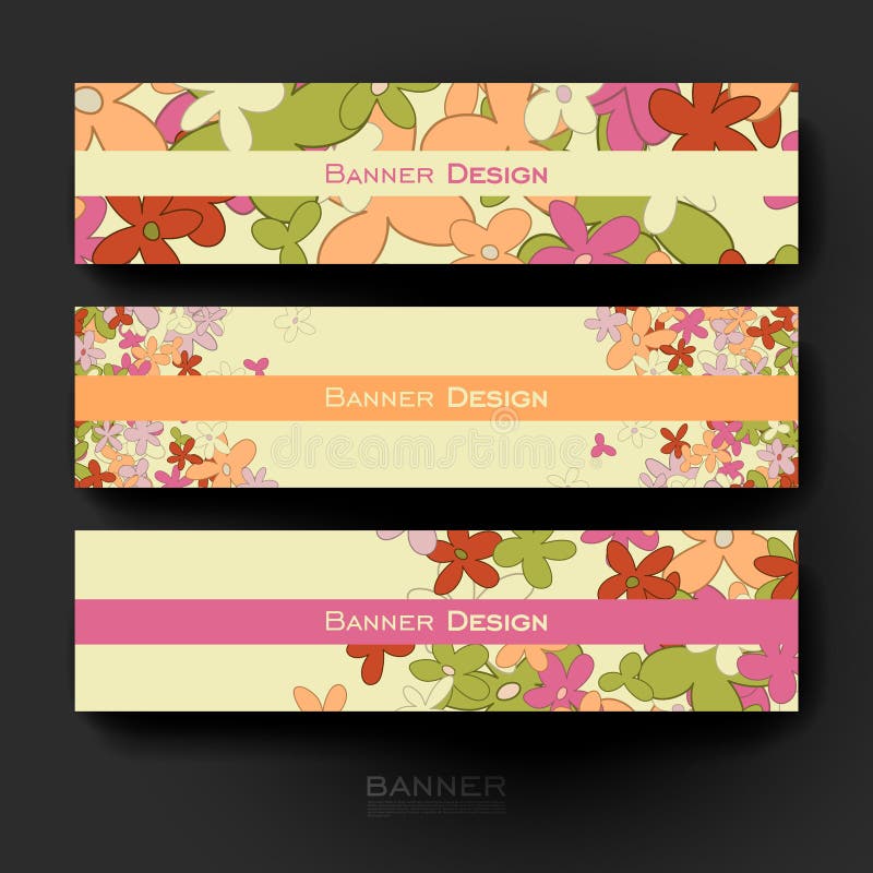 Beautiful Banner Vector Template with Floral Stock Vector ...