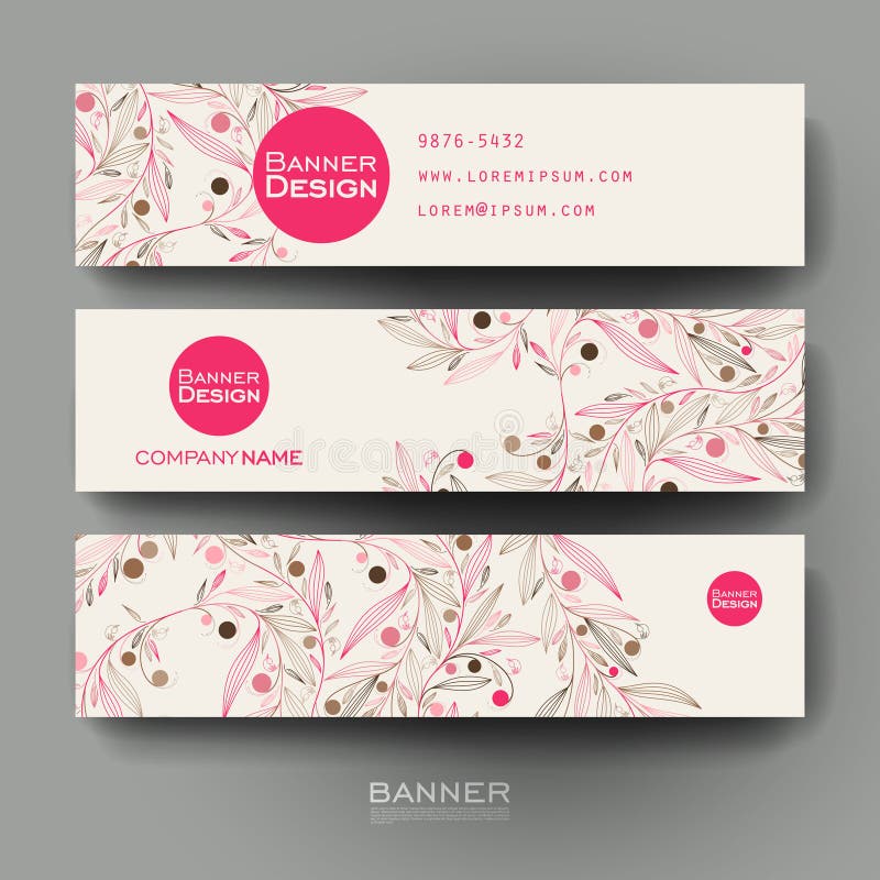 Beautiful Banner Vector Template with Floral Abstract Background Stock ...