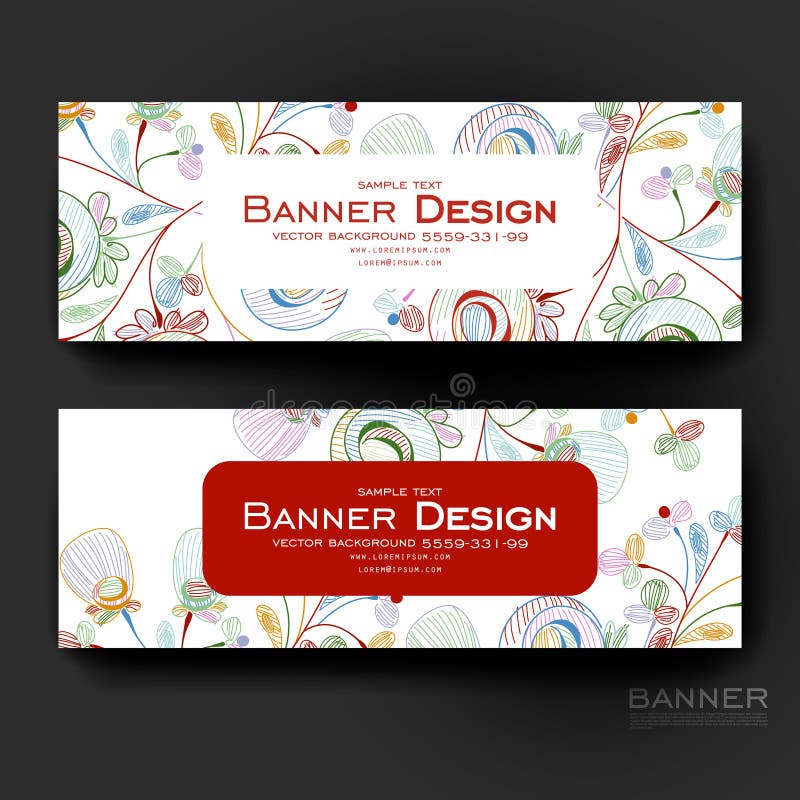 Beautiful Banner Vector Template with Floral Abstract Background Stock ...