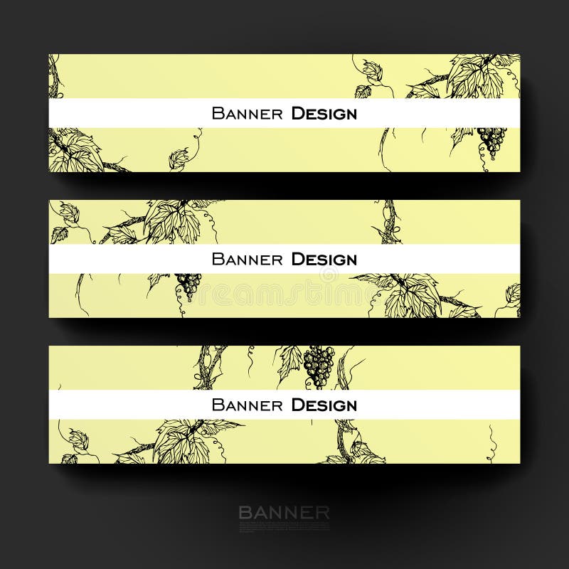 Beautiful Banner Vector Template with Grapes Ornament Background Stock ...
