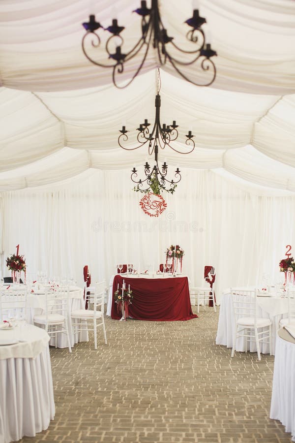Beautiful Banquet Hall Under a Tent for a Wedding Reception Stock Image ...