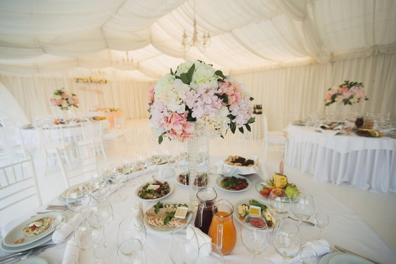 Beautiful Banquet Hall Under a Tent for a Wedding Reception. Stock ...