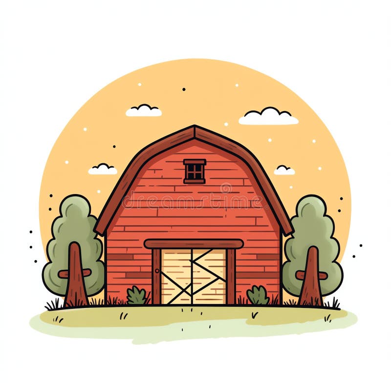 Beautiful Barn Watercolor Clipart Illustration Stock Illustration ...