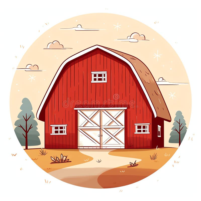 Beautiful Barn Watercolor Clipart Illustration Stock Illustration ...