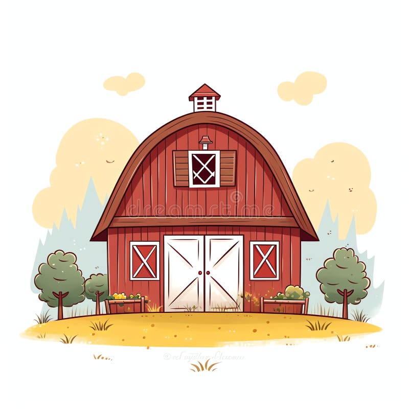 Beautiful Barn Watercolor Clipart Illustration Stock Illustration ...