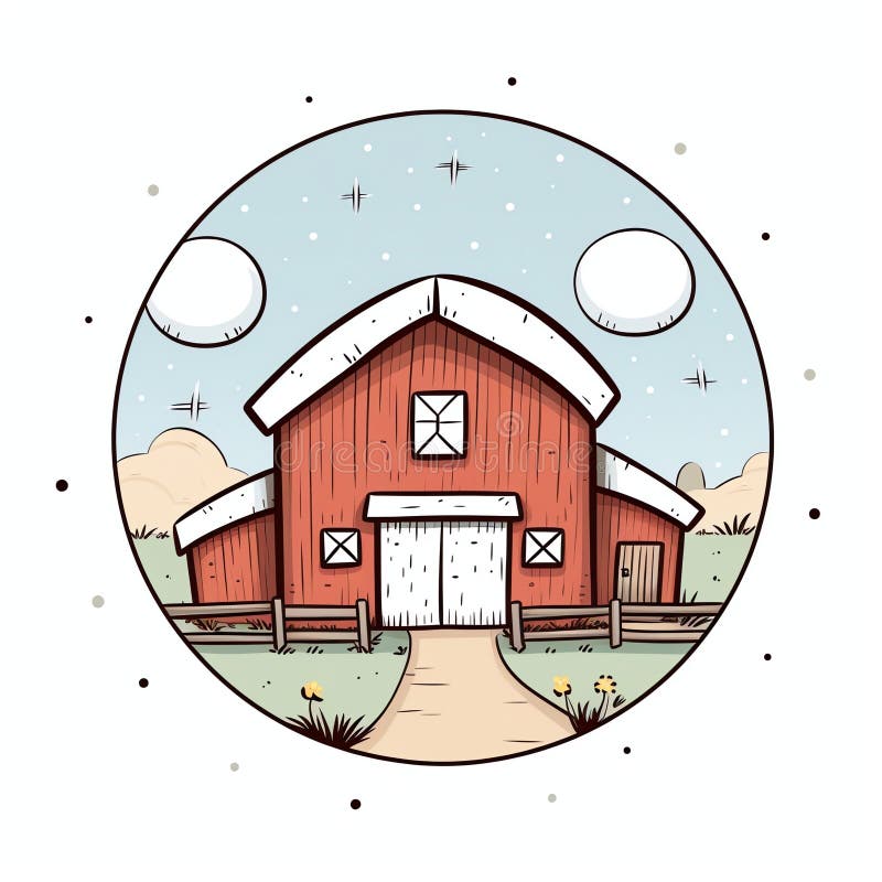 Beautiful Barn Watercolor Clipart Illustration Stock Illustration ...