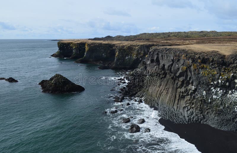 Beautiful Basalt Column Rock Cliffs Along the Coastline of Iceland ...