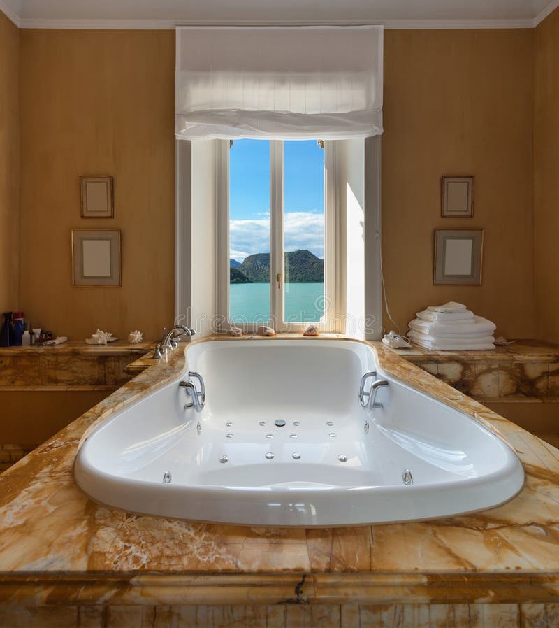 Beautiful Bathroom with Jacuzzi Stock Photo - Image of hotel ...