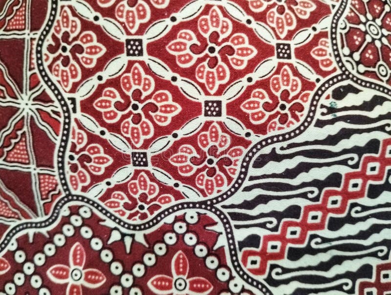 Beautiful Batik with a Combination of Red, White and Black Stock Image ...