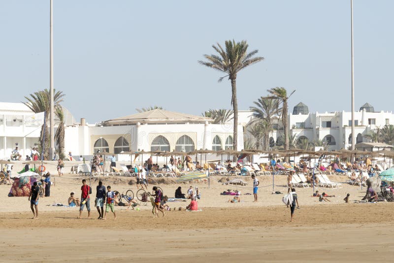 Beautiful beach in Agadir. editorial photo. Image of people - 44017561