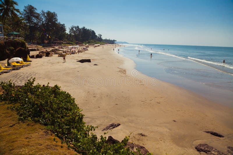 Ashvem beach in Goa stock image. Image of wind, rest - 30223735