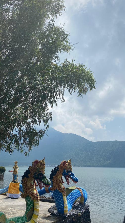 Beautiful Beach, Bali Indonesia View, Dragon Statue Stock Image - Image ...