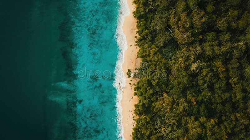 A Beautiful Beach with a Blue Ocean and a Green Forest Stock ...