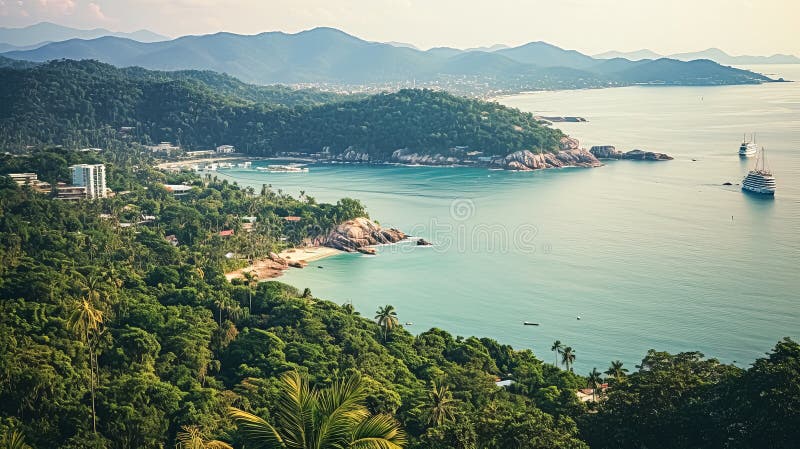 A Beautiful Beach with a City in the Background. Stock Image - Image of ...