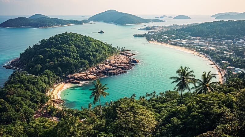 A Beautiful Beach with a City in the Background. Stock Photo - Image of ...