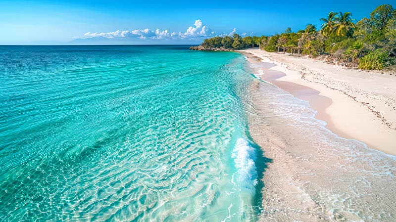 Beautiful Beach with a Clear Blue Ocean and White Sand. Stock Image ...