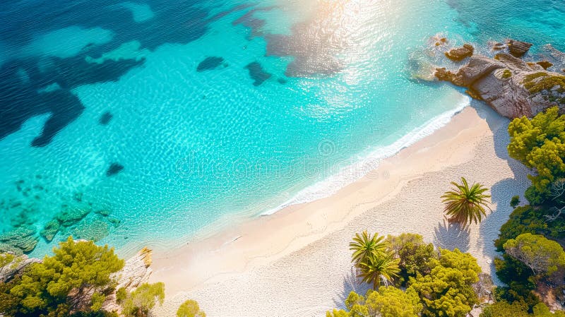 Beautiful Beach with a Clear Blue Ocean and White Sand. Stock Image ...