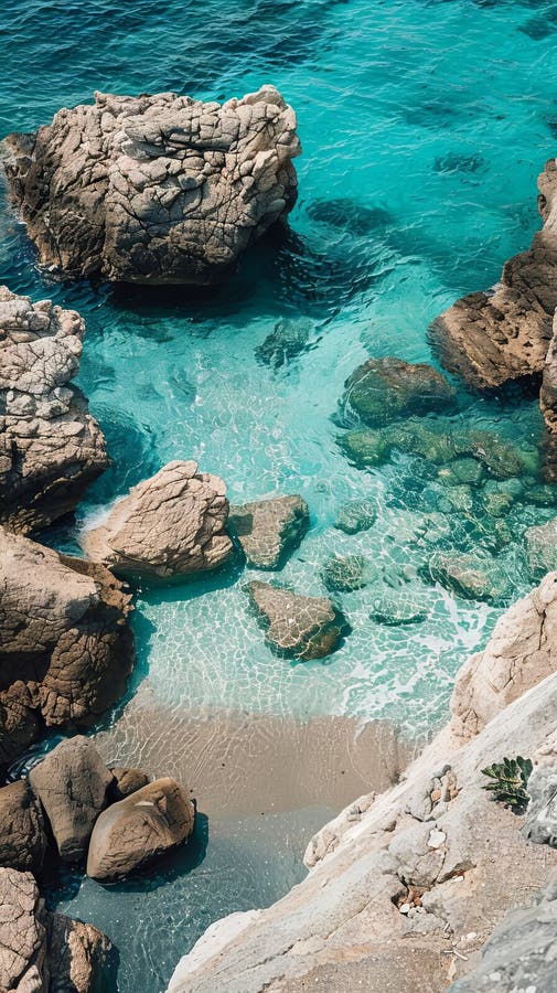 A Beautiful Beach with Clear Water and Rocks Stock Image - Image of ...