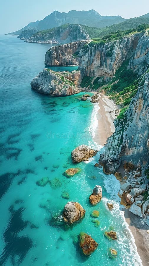A Beautiful Beach with Cliffs and Blue Water Stock Image - Image of ...