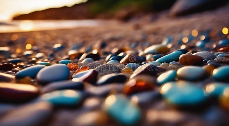 Beautiful Beach Colored Stones in the Beach Side with Waves at the ...