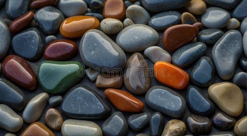 Beautiful Beach Colored Stones in the Beach Side with Waves at the ...