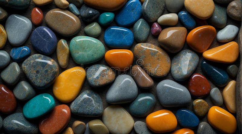 Beautiful Beach Colored Stones in the Beach Side with Waves at the ...