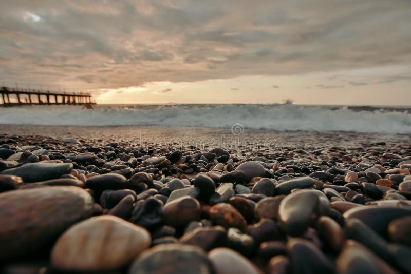 Beautiful Beach Full of Pebbles in the Coastline Stock Photo - Image of ...