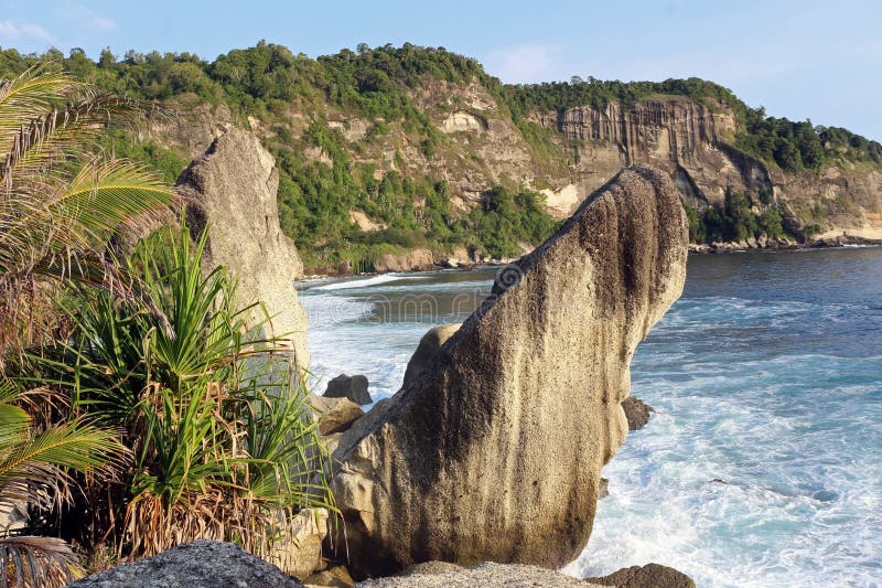 Beautiful Beach with Huge Magestic Rocks Standing Firm Stock Photo ...