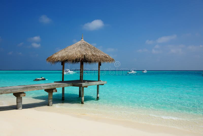 Beautiful beach with jetty stock photo. Image of vacation - 32034912