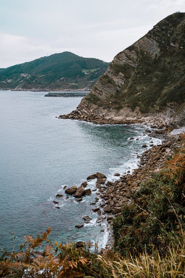 Beautiful Beach Landscape of the Basque Country Spain. Beach Wave ...