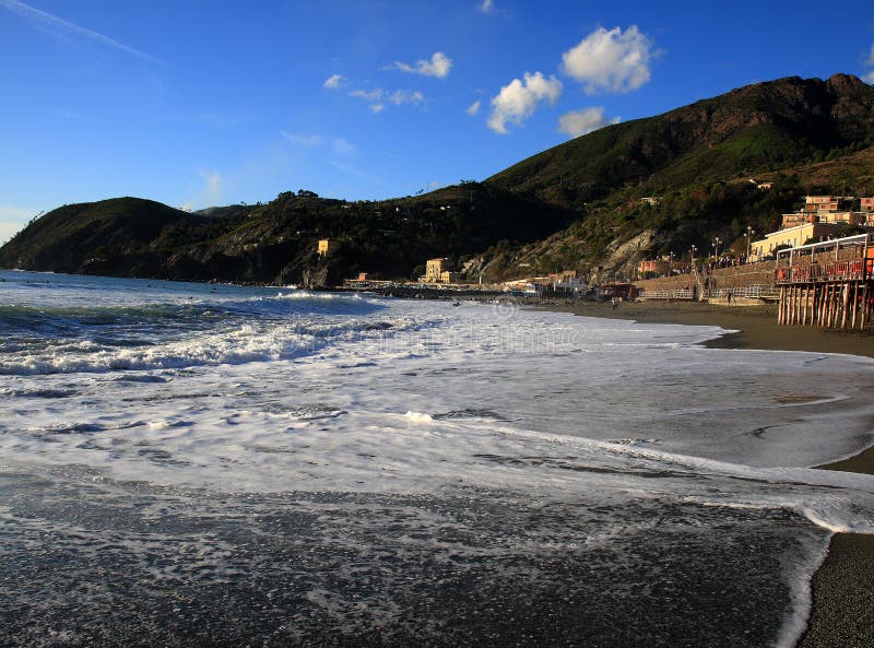 Beach of Levanto - Italy editorial stock image. Image of blue - 17244689