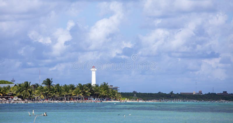 Beautiful Beach and Lighthouse in Costa Maya, Mexico on the Yucatan ...